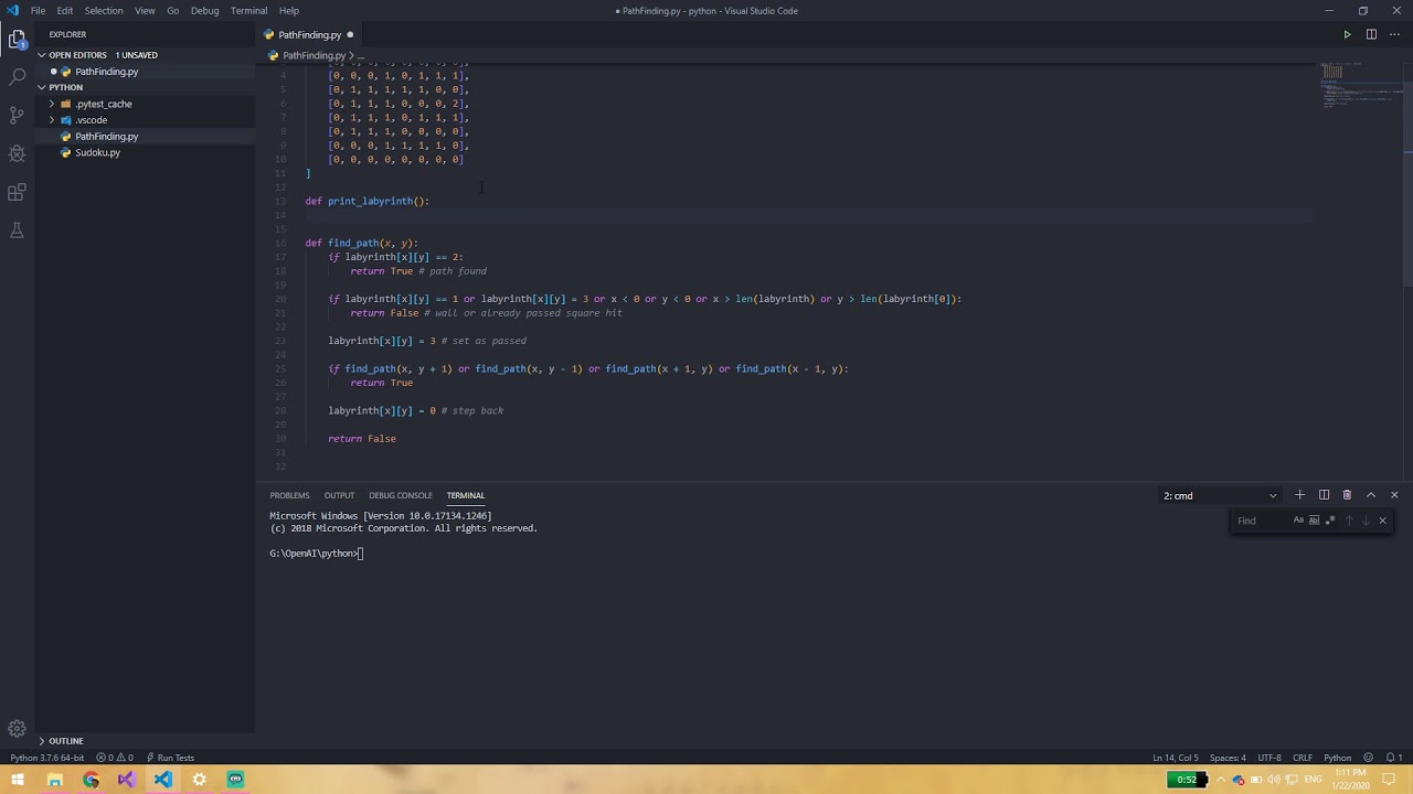 PYTHON BACKTRACKING ALGORITHM FOR PATHFINDING | UNCUT