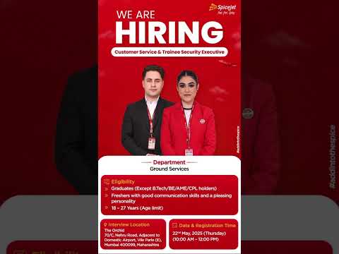 Spicejet is hiring for GROUND STAFF at MUMBAI AIRPORT