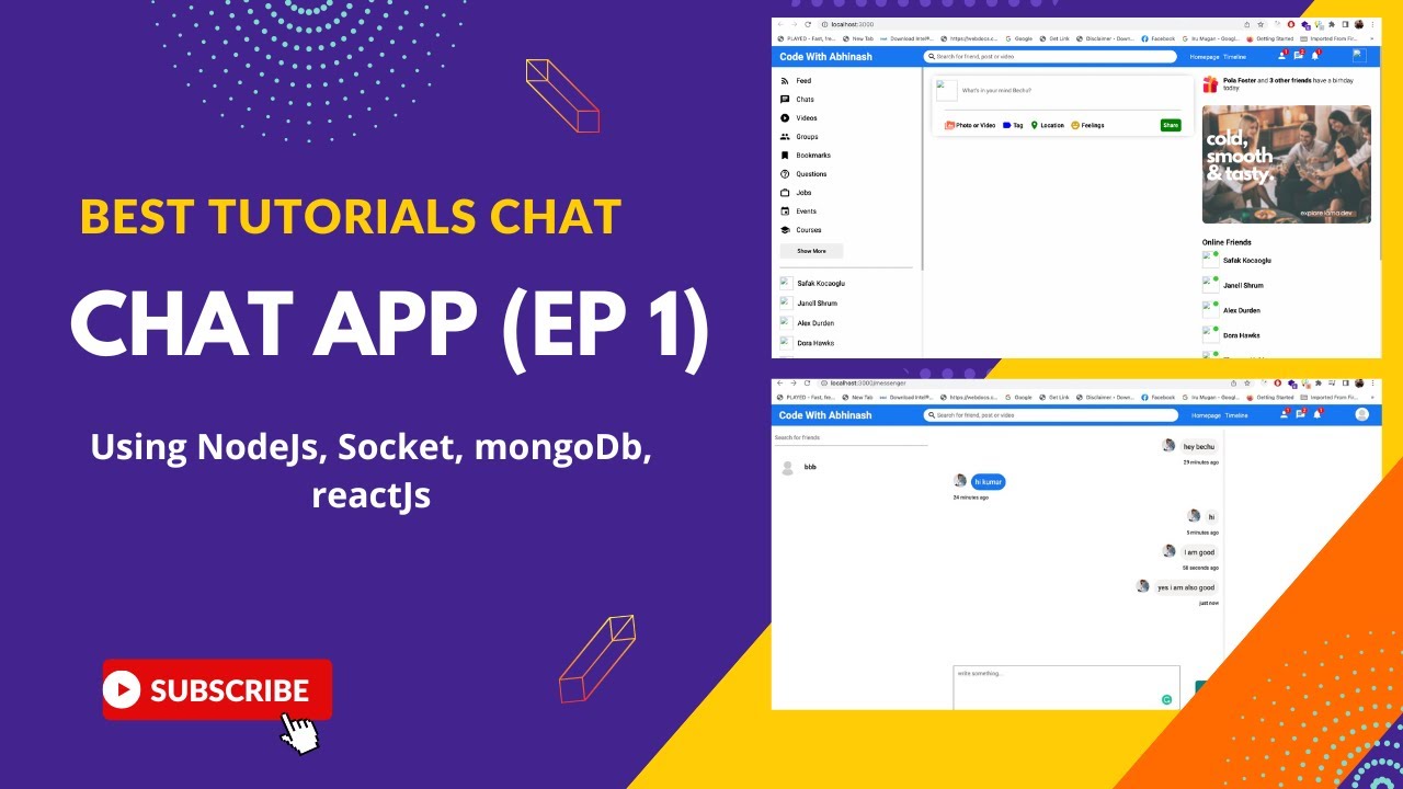 EP(1) - Chat application Using NodeJs, MongoDb, Socket io, ReactJs || Project Setup || MongoDb