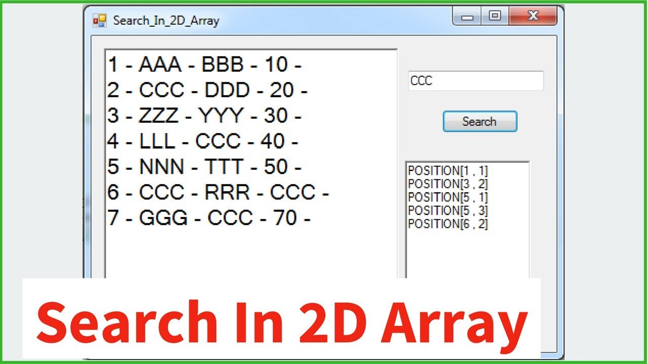 C# - How To Search Value In A Multidimensional Array Using C# [ with source code ]