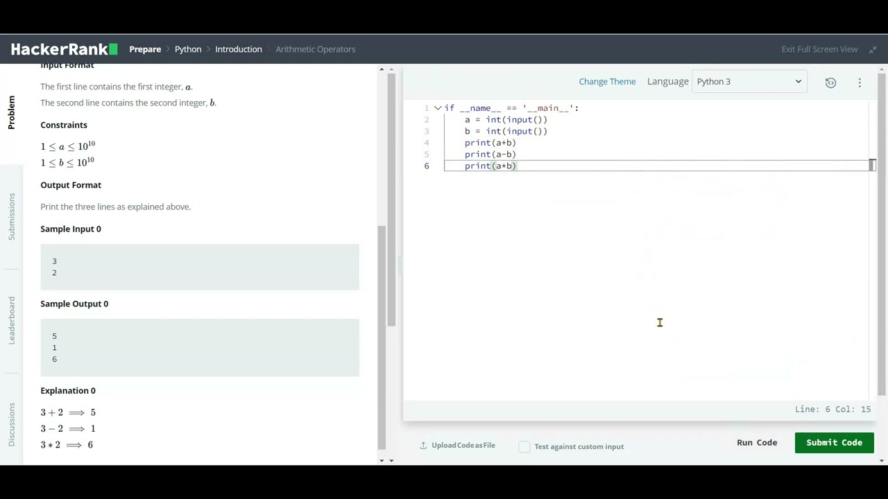 Hackerrank Python Arithmetic operators #hackerranksolutions #python #pythonprogramming