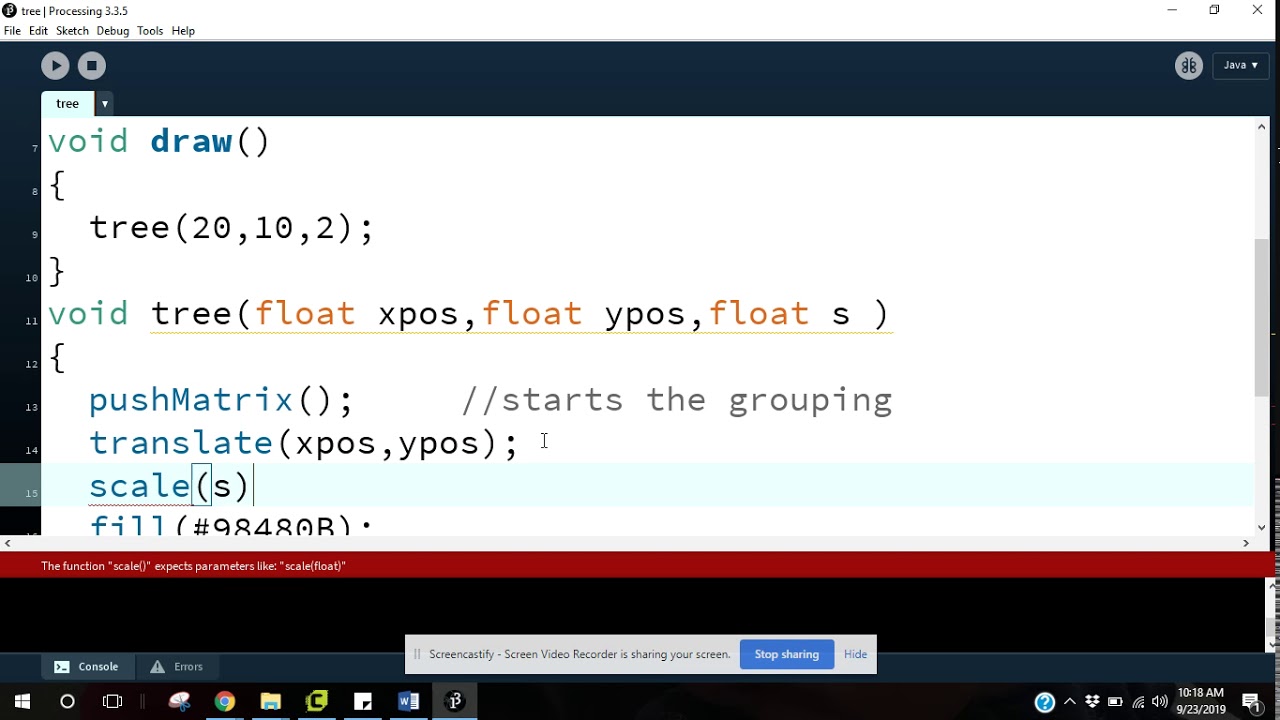 Processing Tutorial #10 - Using Scale in your functions