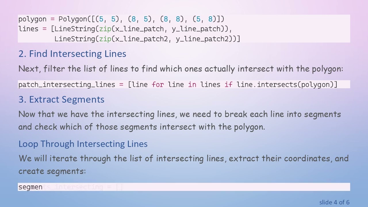 Extracting Intersection Segments from Shapely Lines and Polygons in Python