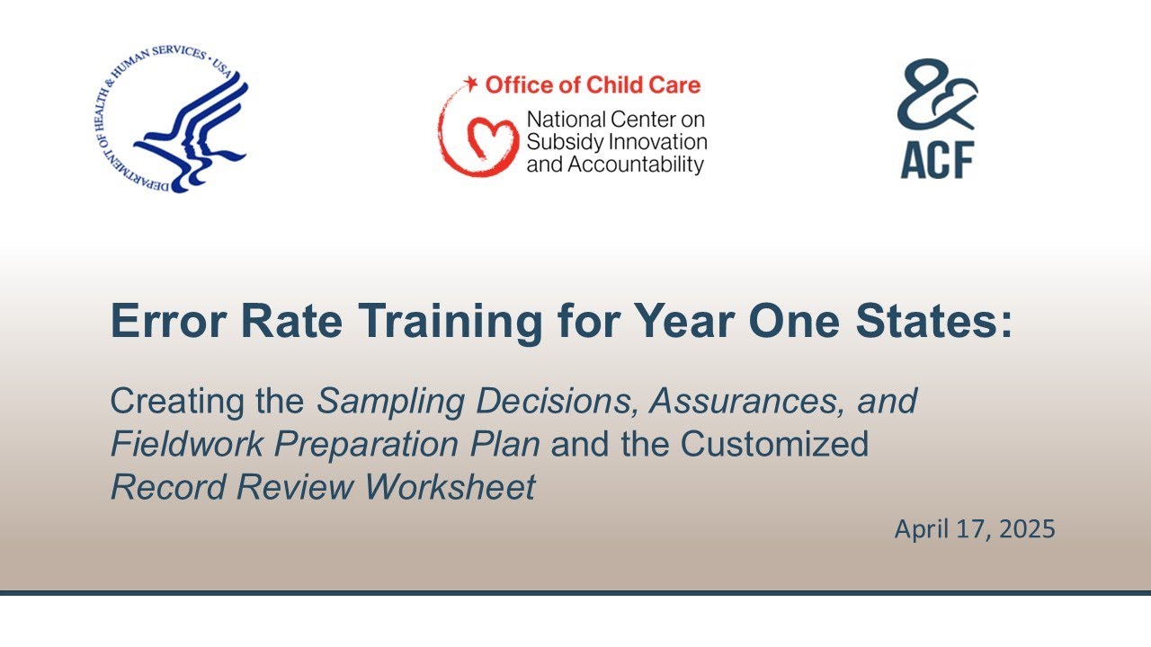 Year One State Error Rate Training: Creating the SDAP and the Customized Record Review Worksheet