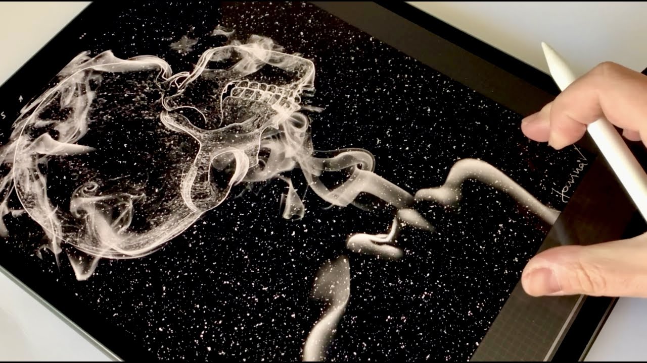 Skull in Smoke - iPad Pro - procreate