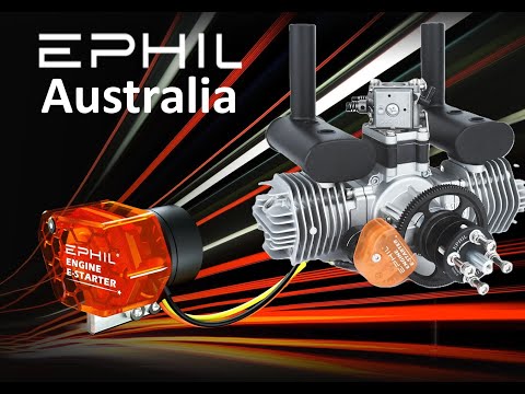 EPHIL 76cc Twin Cylinder Electric Start Aircraft Engine at WARMS RC Club in Perth Western Australia.