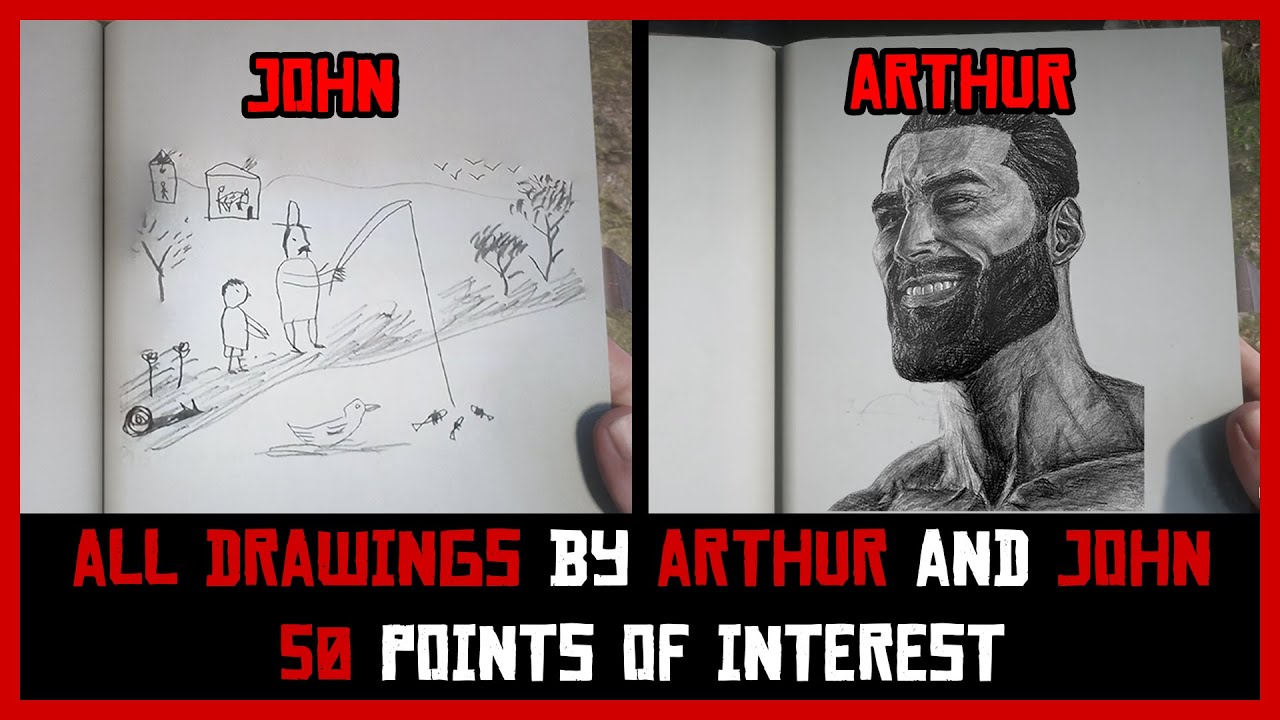 COMPARISON of ALL DRAWINGS by ARTHUR and JOHN (50 POINTS OF INTEREST)