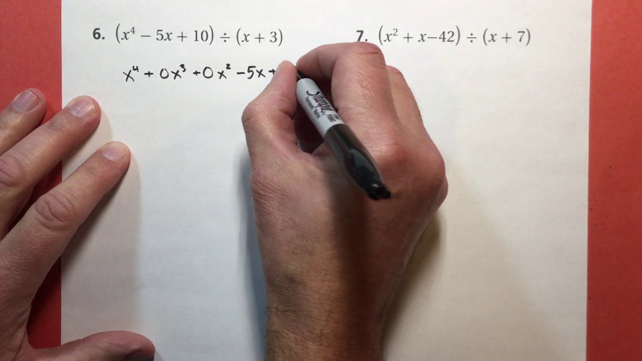 6-3 Dividing Polynomials problems #5-7 (area model)