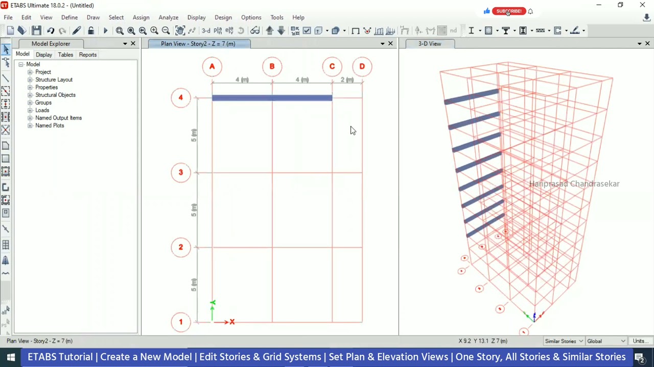 ETABS Tutorial | Create a New Model | Edit Stories & Grid Systems | Set Plan & Elevation Views