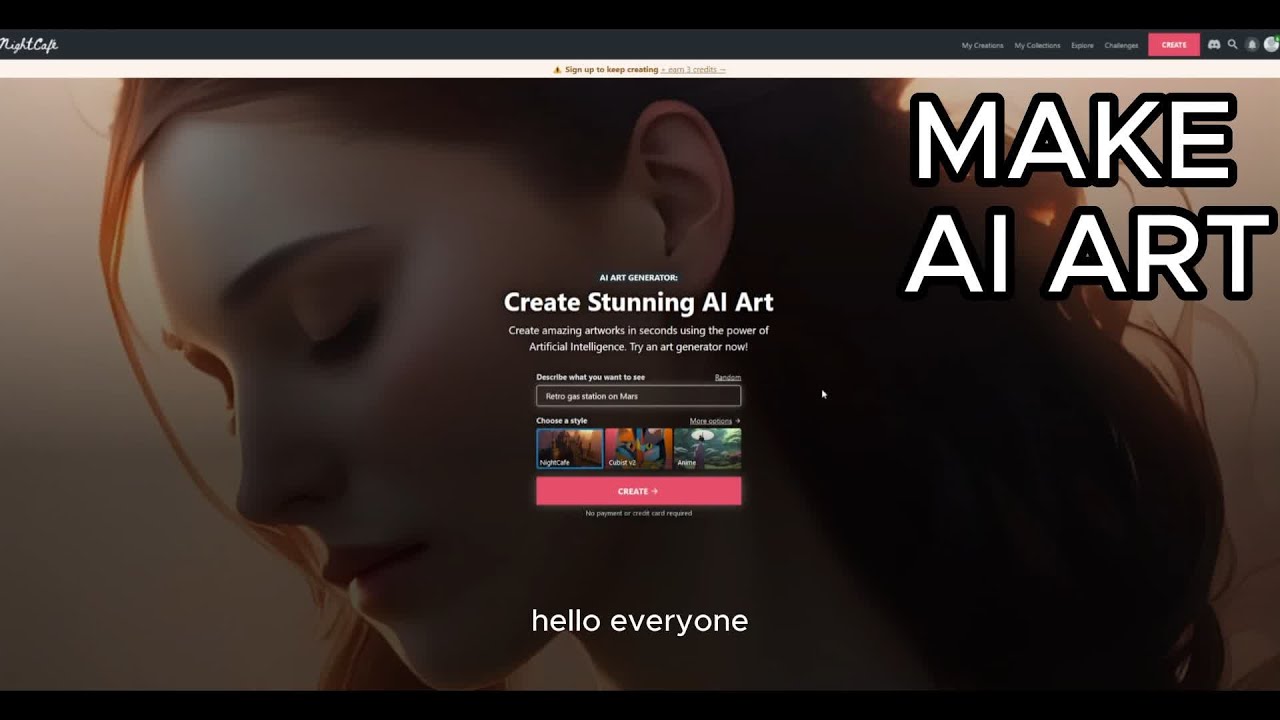 AI ART Tutorial for Absolute Beginners in 5 minutes using Night Cafe
