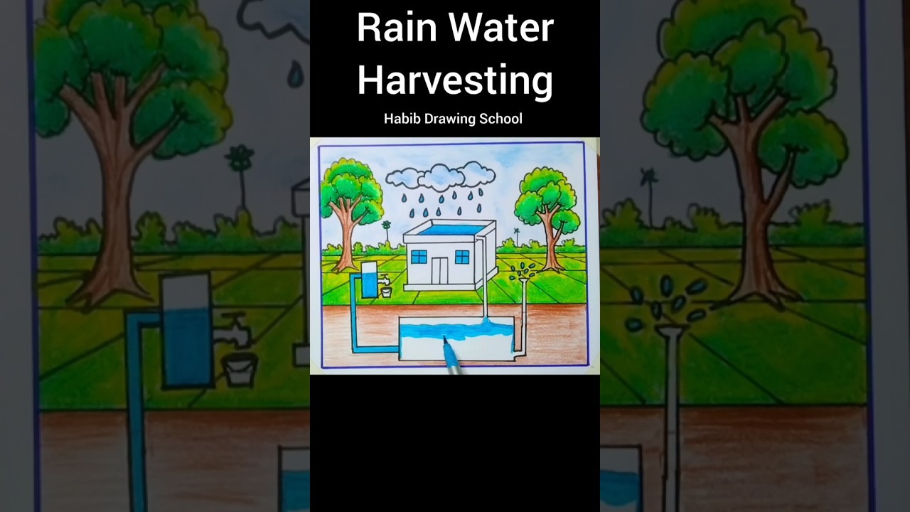 Rain Water Harvesting Drawing #shorts #rainwaterharvesting #drawing