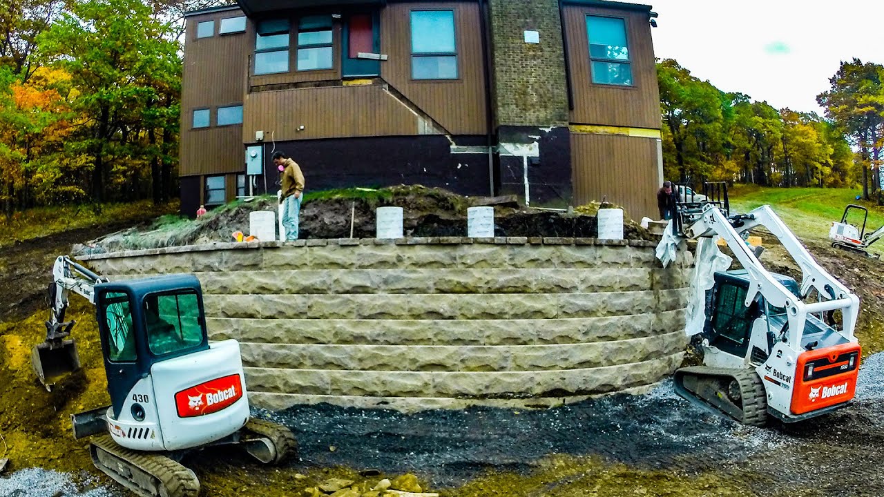 HUGE Retaining Wall construction TIMELAPSE video