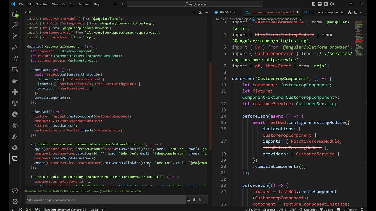 GHCP 5: Creating Angular Unit Test for Component and Services.