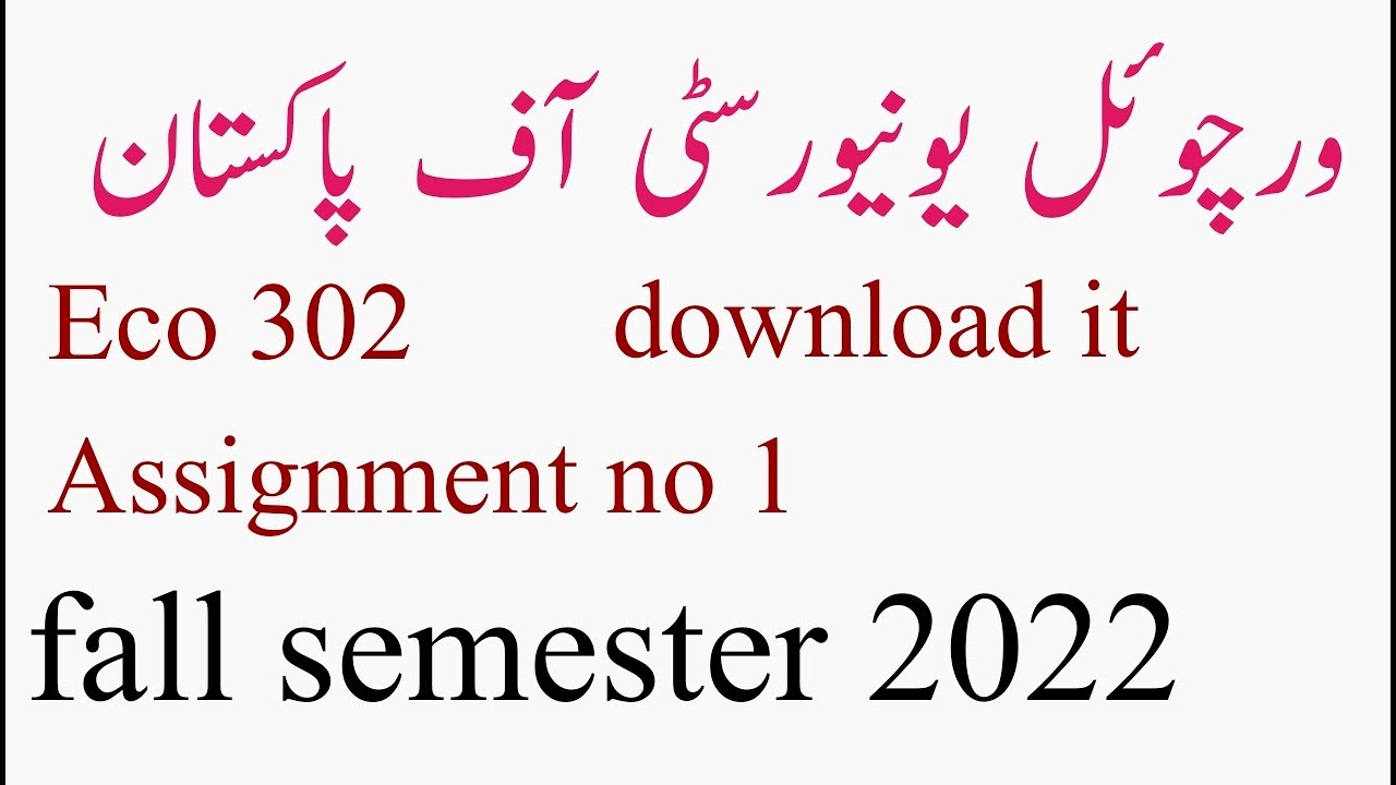 ECO 302 assignment no 1