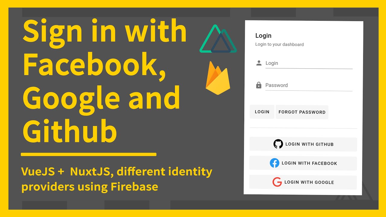 Sign in with Facebook, Google and Github identity providers using firebase authentication