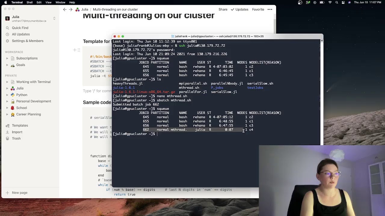 Trying some code on the remote cluster using multi-threading + benchmarking.