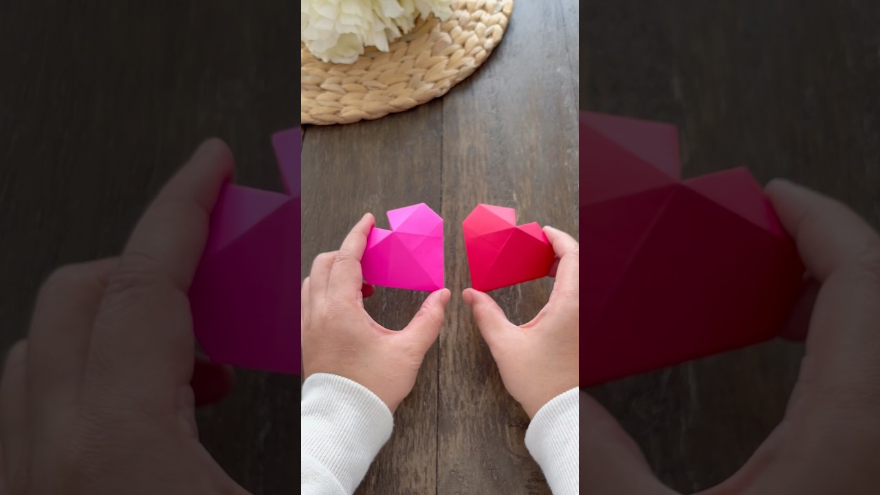 Quick & Easy 3D Paper Heart - ORIGAMI [Slower version linked] #paperheart #easypapercraft #origami