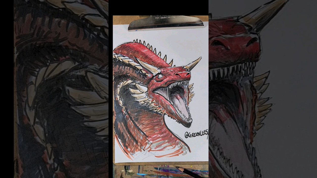 dragon time-lapse speed drawing Video #drawing #dragon