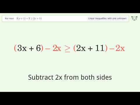 Solving Linear Inequalities: 3(x+1)+3 is Greater Than or Equal to 2x+11