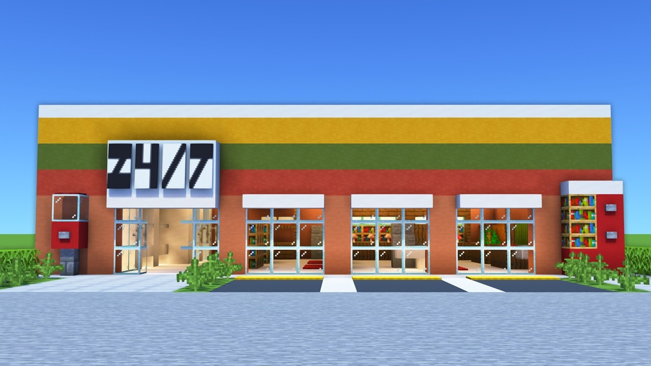 Minecraft Tutorial: How To Make A Convenience Store | Including Interior - Minecraft Builders