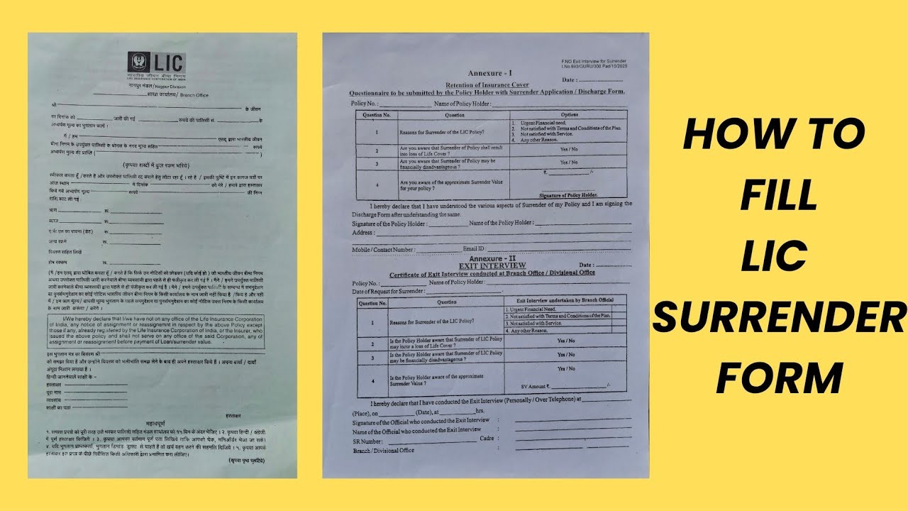 How to Fill LIC Surrender Form