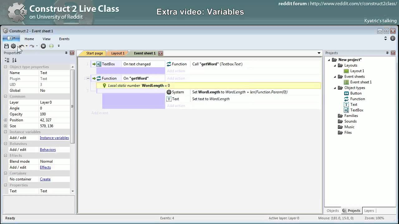 Construct2Live Class - Extra - Variables - 5 / 5