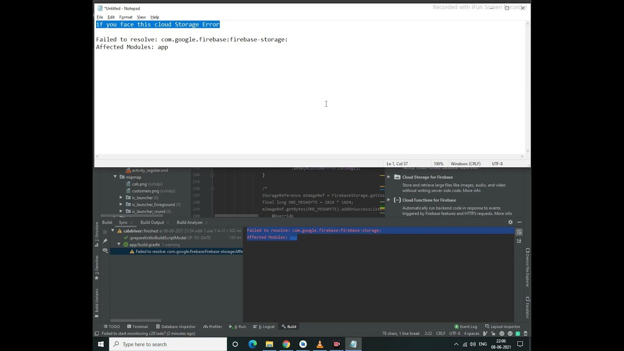 Error: In adding Firebase Storage dependency to Android Studio Project?