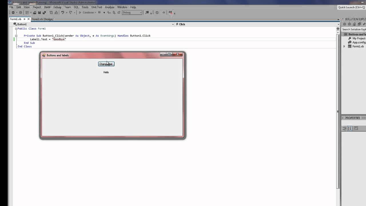 Visual Basic Guide 1 - Buttons and Labels