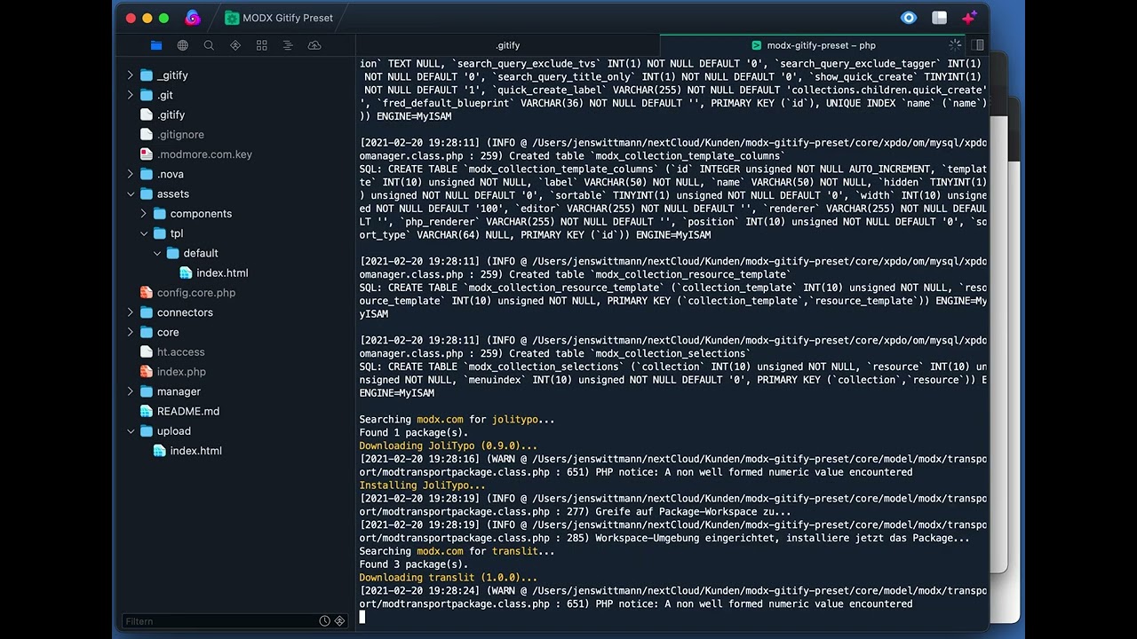 MODX Gitify Preset Howto