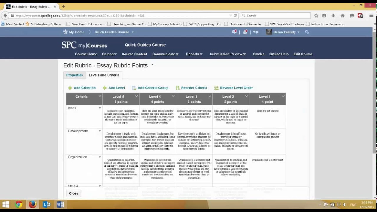 Quick Guide - Creating a Points Analytic Rubric