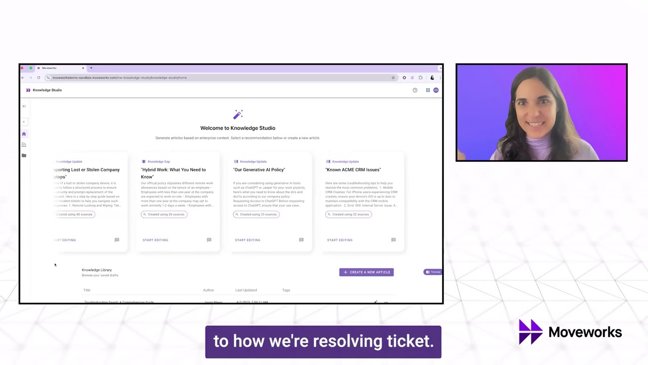 Using Moveworks Knowledge Studio to Build a Knowledge Base with Employee Queries