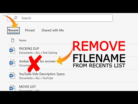 HOW TO REMOVE/DELETE FILENAME FROM RECENT DOCUMENTS LIST IN MICROSOFT WORD