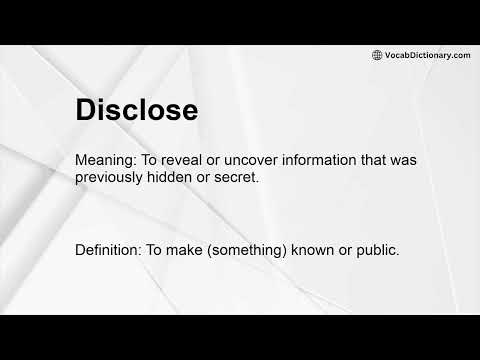 Disclose Meaning