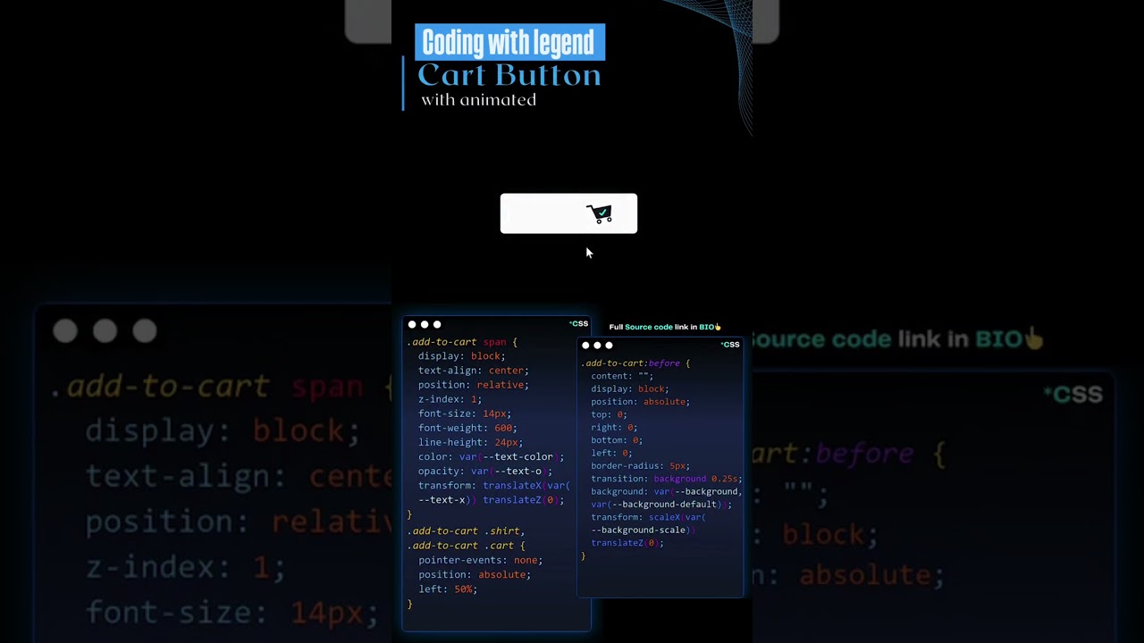 Animated cart Button in css ! Html css JavaScript tutorial visual studio viral coding project