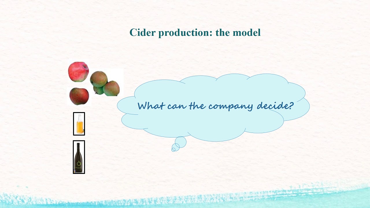 Linear programming. Modelling blending problems:  Cider production |  | UPV