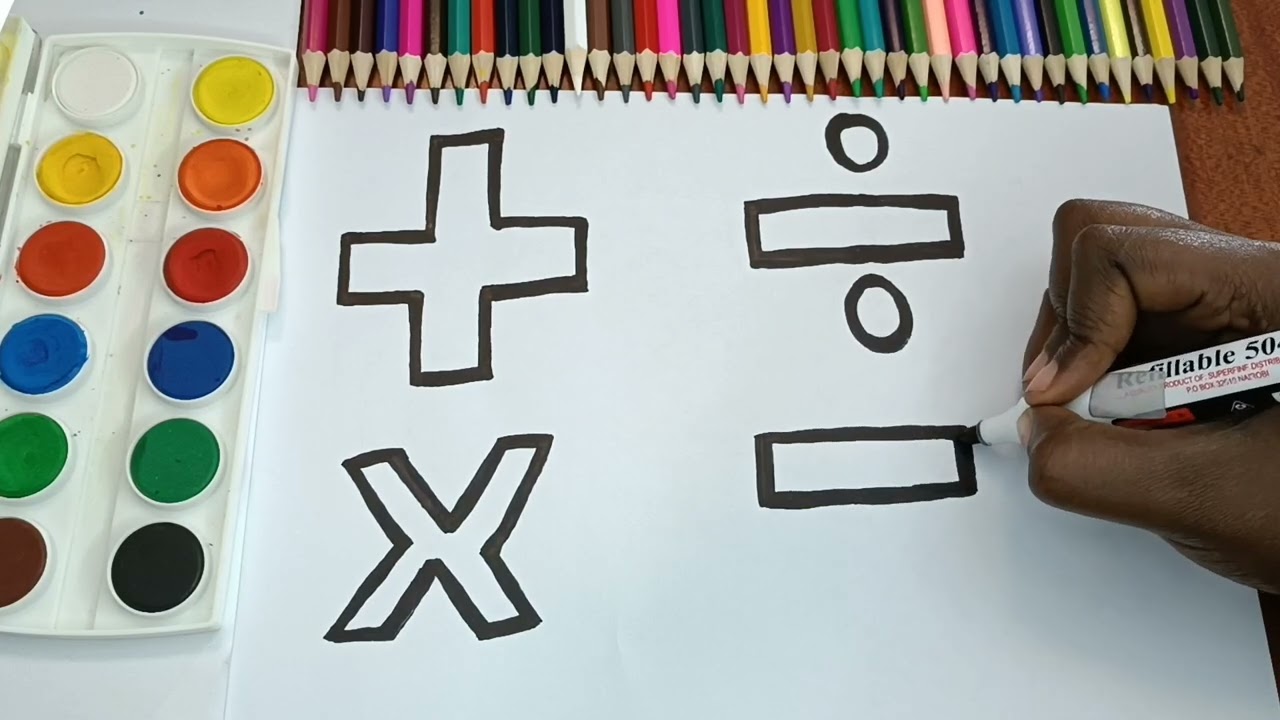 How to Draw Mathematics Symbols Easy for Kids| Drawing Math Symbols| Dibujar Y Colorea Math Símbolos