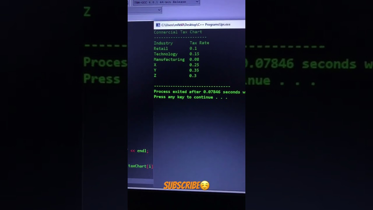 tax chart IDE dev c++ #cppprogramming