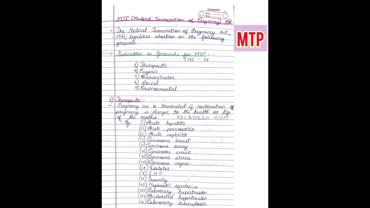MTP (Medical Termination of Pregnancy) 🔥 Fmt Notes #fmt #mtp #bhms #bhmsexams #bams #bpth #viral
