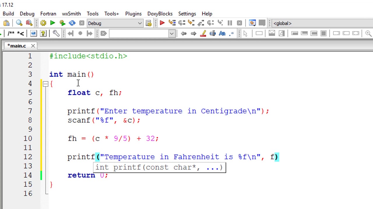 Convert Degree Celsius To Fahrenheit: C Program