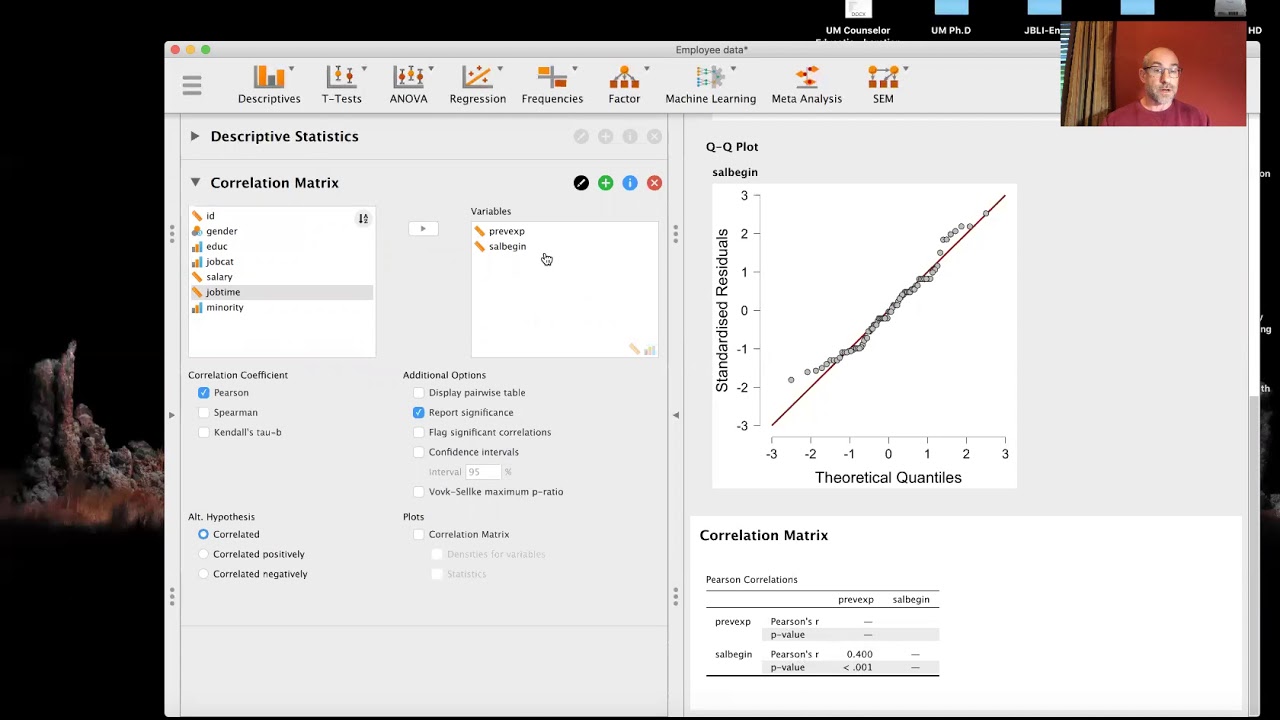 JASP tutorial simple regression