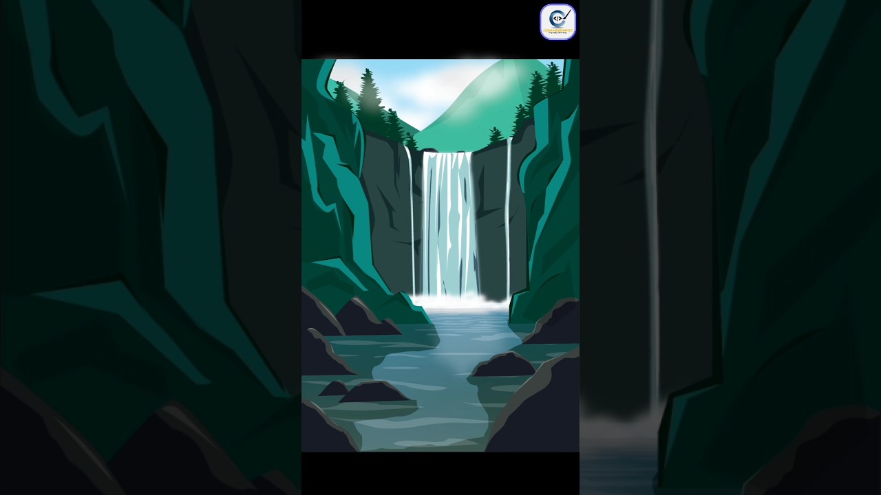 Waterfall Vector art in Adobe Illustrator | Vector Illustration #shorts #illustrator #waterfall