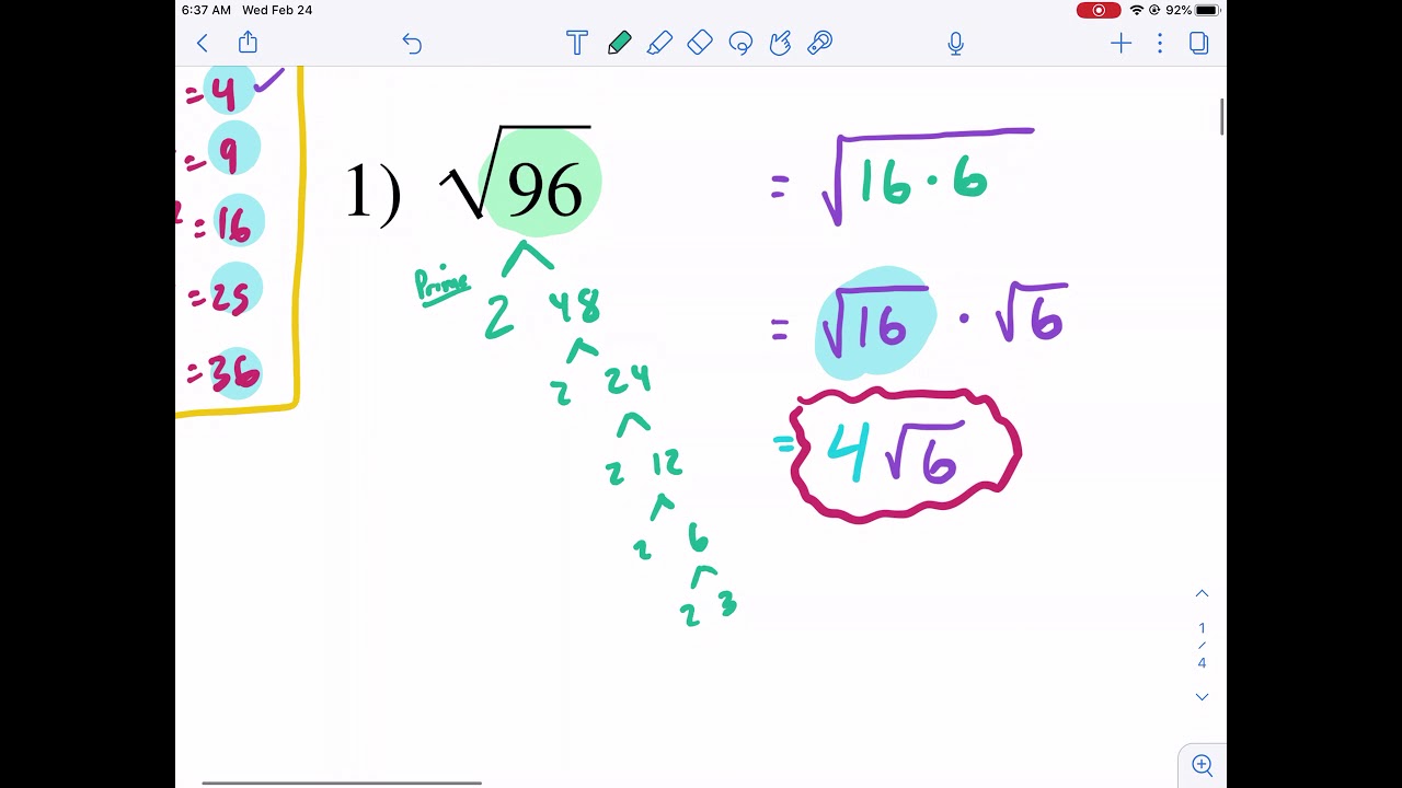 Kuta Tutorial: simplifying square roots