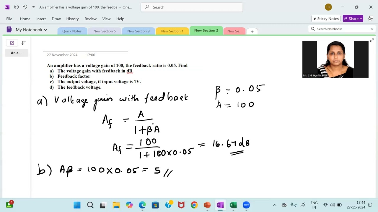 Negative Feedback amplifier numerical example