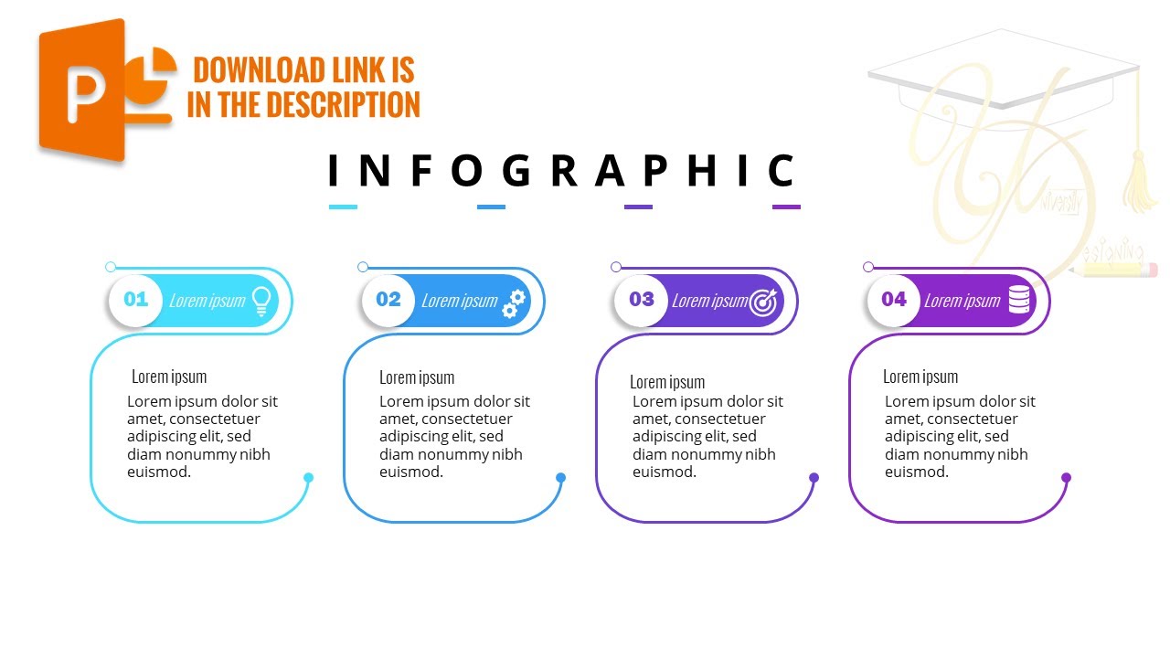 4 steps infographic presentation slide in PowerPoint, tutorial no 114