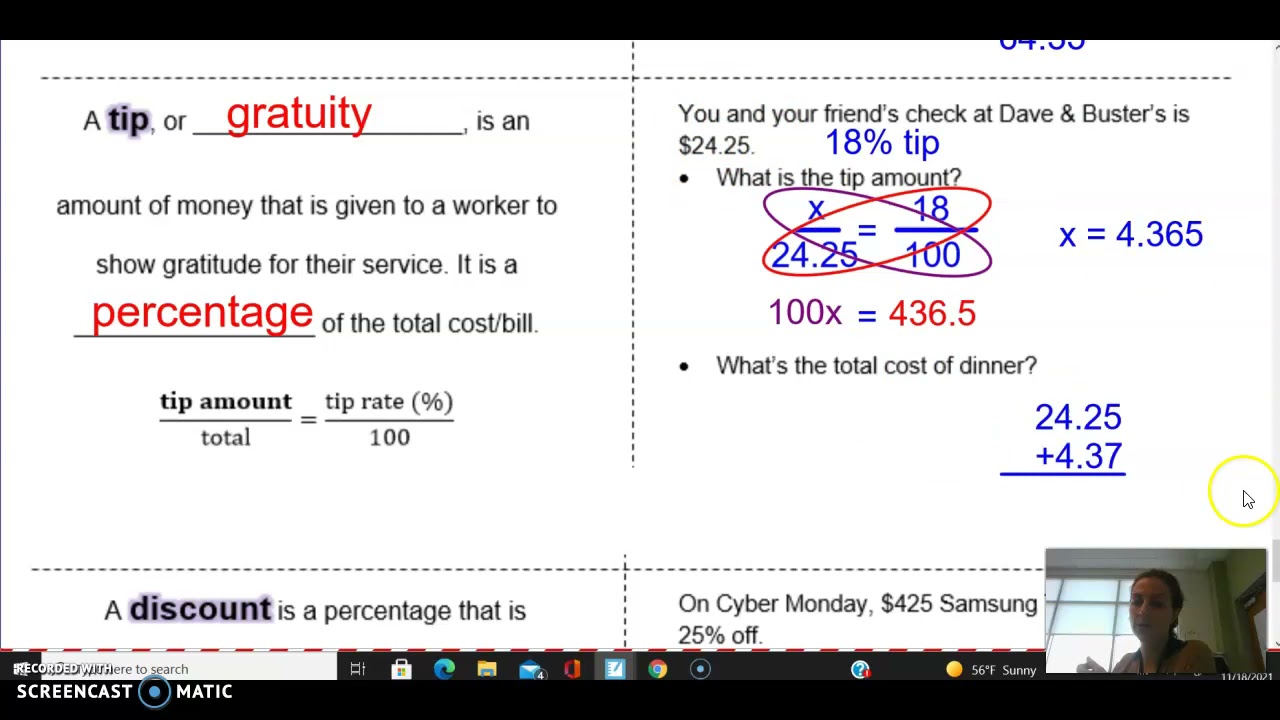 Percents & Proportions Guided Notes