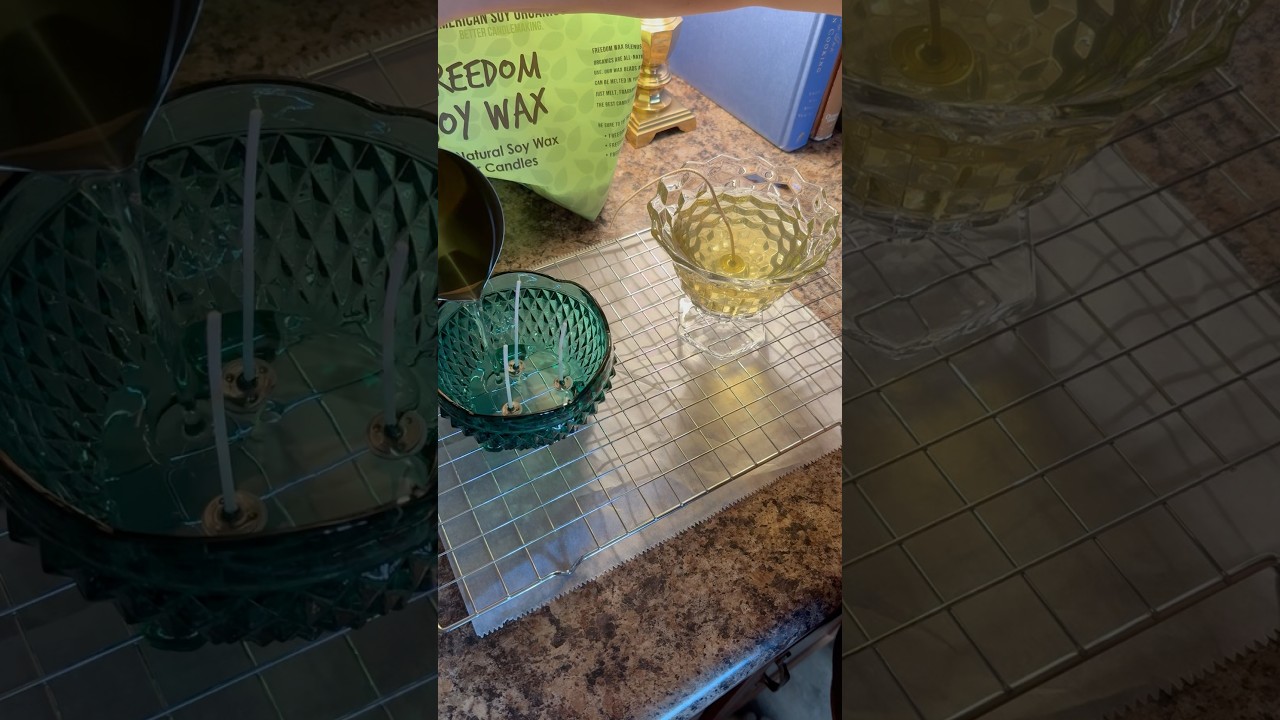 Turning thrifted glassware into candles! | DIY candlemaking 🕯️
