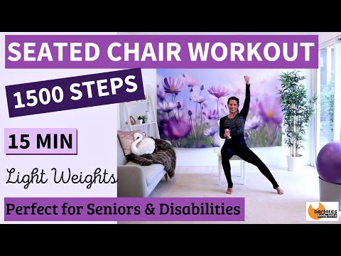 15 MIN CHAIR EXERCISES FOR WEIGHT LOSS with LIGHT WEIGHTS // 1500 STEPS // ALL SEATED // ALL LEVELS!