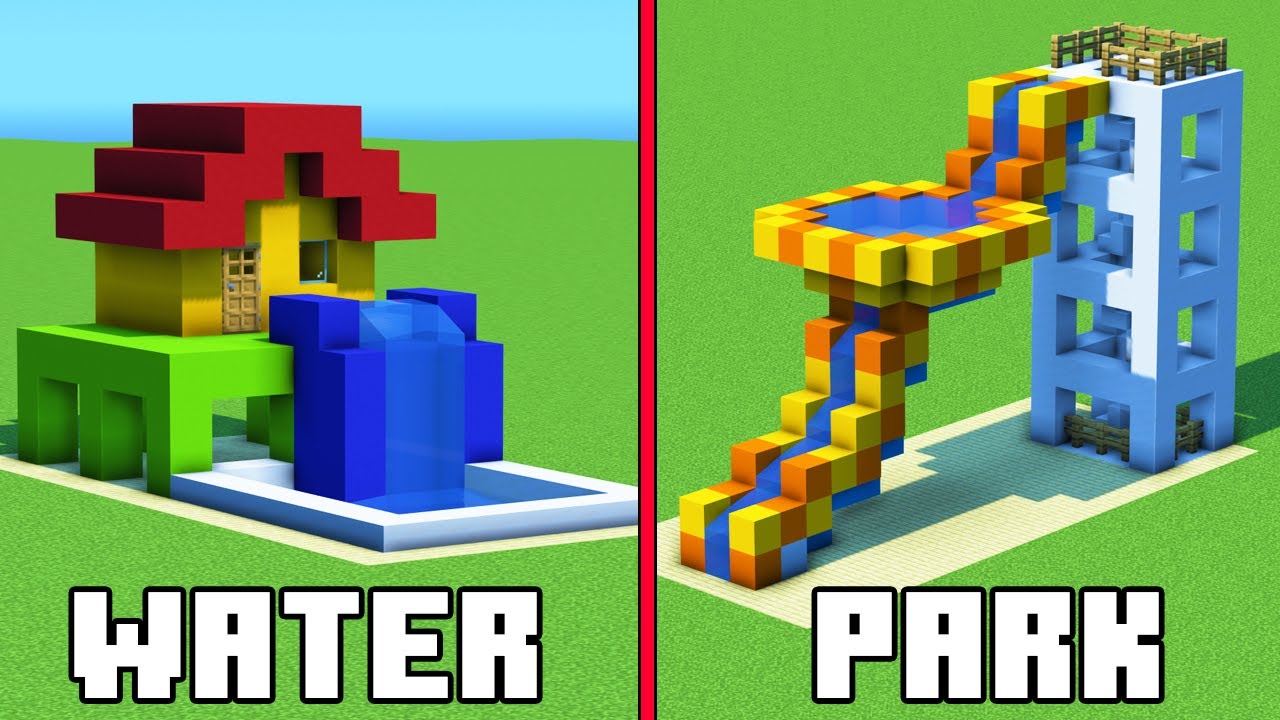 Minecraft Tutorial: How To Make A Water Park "Water Park Builds Hacks ...