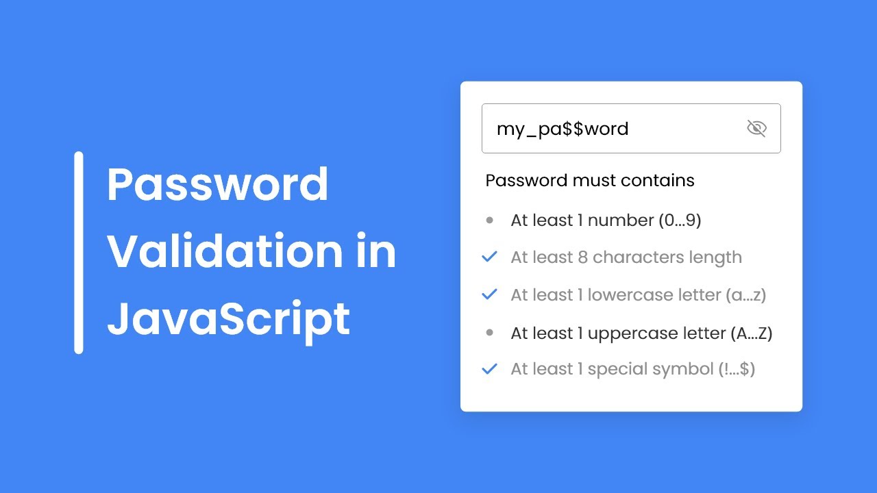Password Validation Check in HTML CSS & JavaScript | Password Strength Check in JavaScript