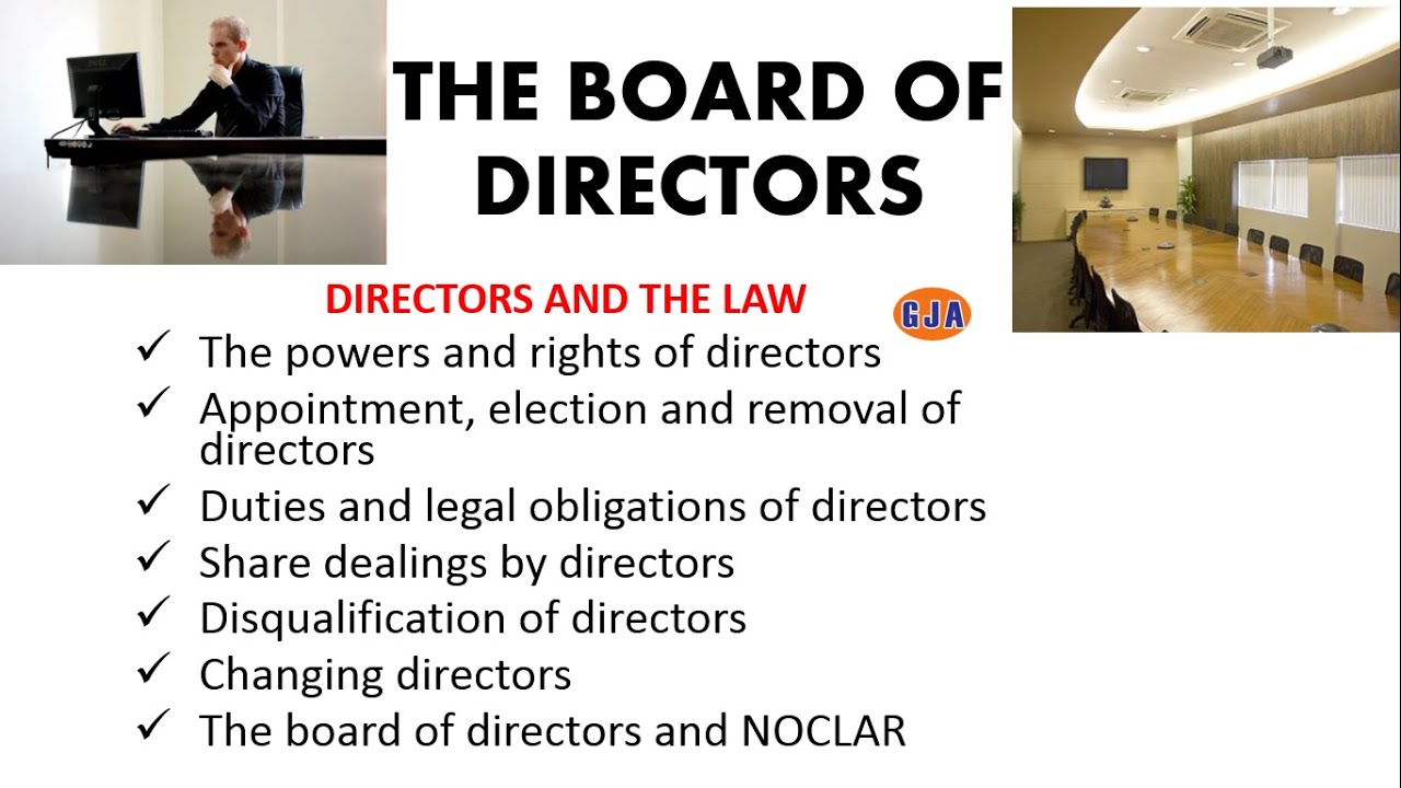 CORPORATE GOVERNANCE DIRECTORS AND THE LAW. POWERS RIGHTS APPOINTMENT REMOVAL DUTIES ELECTION (ICAN)